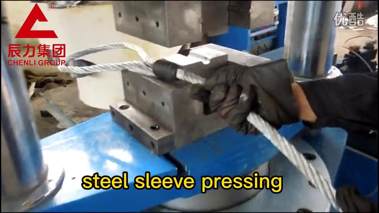 how to press wire rope sling with steel sleeves - YouTube