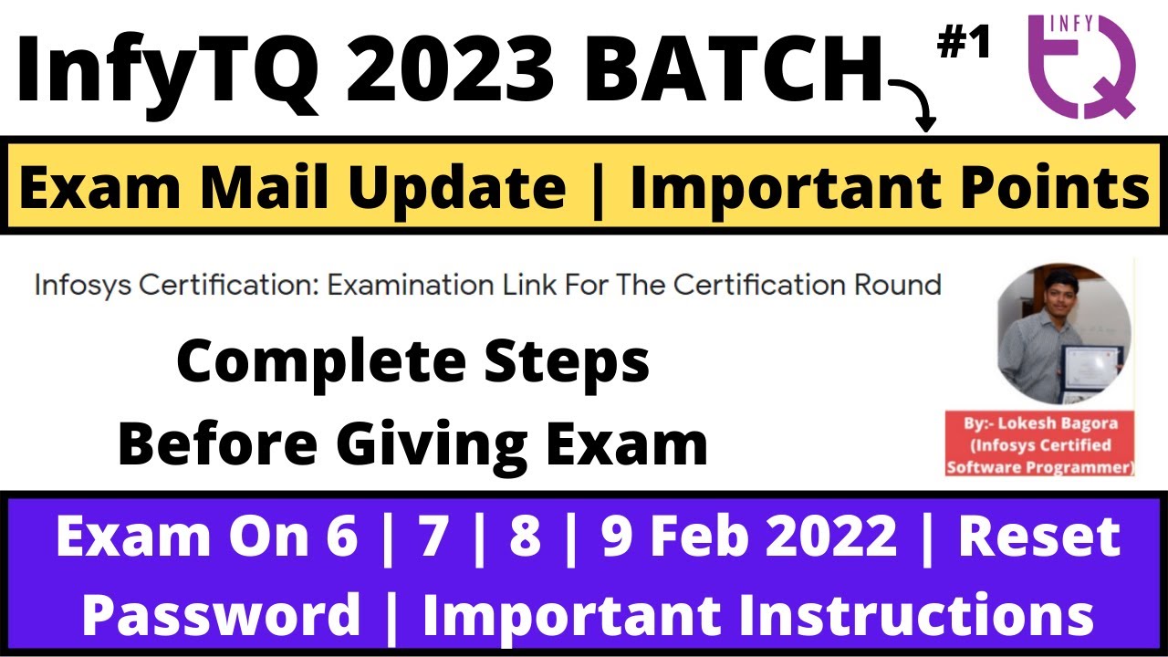 InfyTQ 2023 Exam Mail Update | Reset One-Time Password Check Before ...