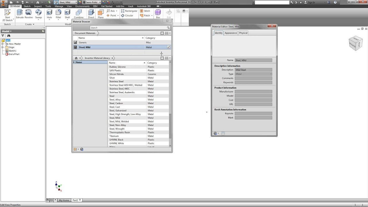 Add material Inventor - YouTube