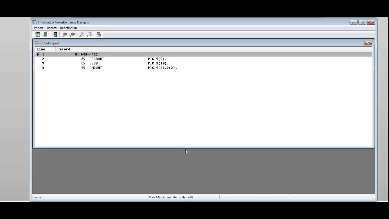 Creating a data map and running row test in PowerExchange Navigator ...