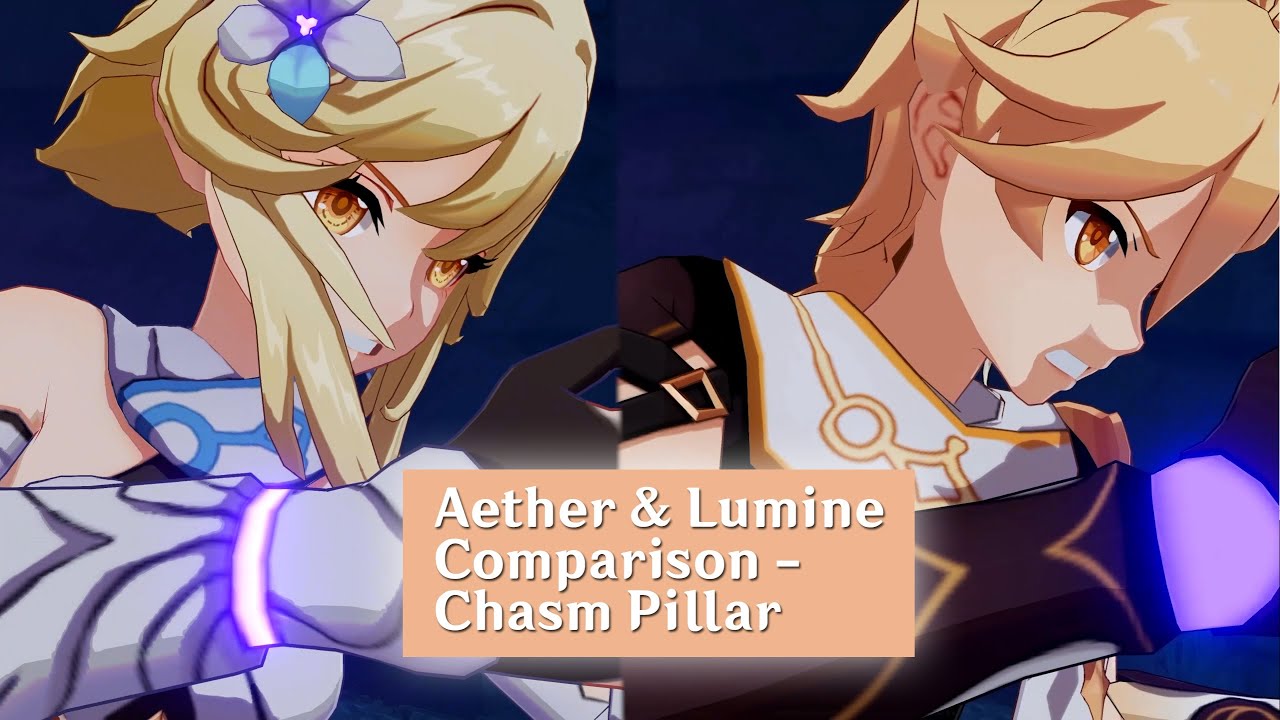 Aether & Lumine Comparison - Chasm Pillar | Patch 2.6 | Genshin Impact ...