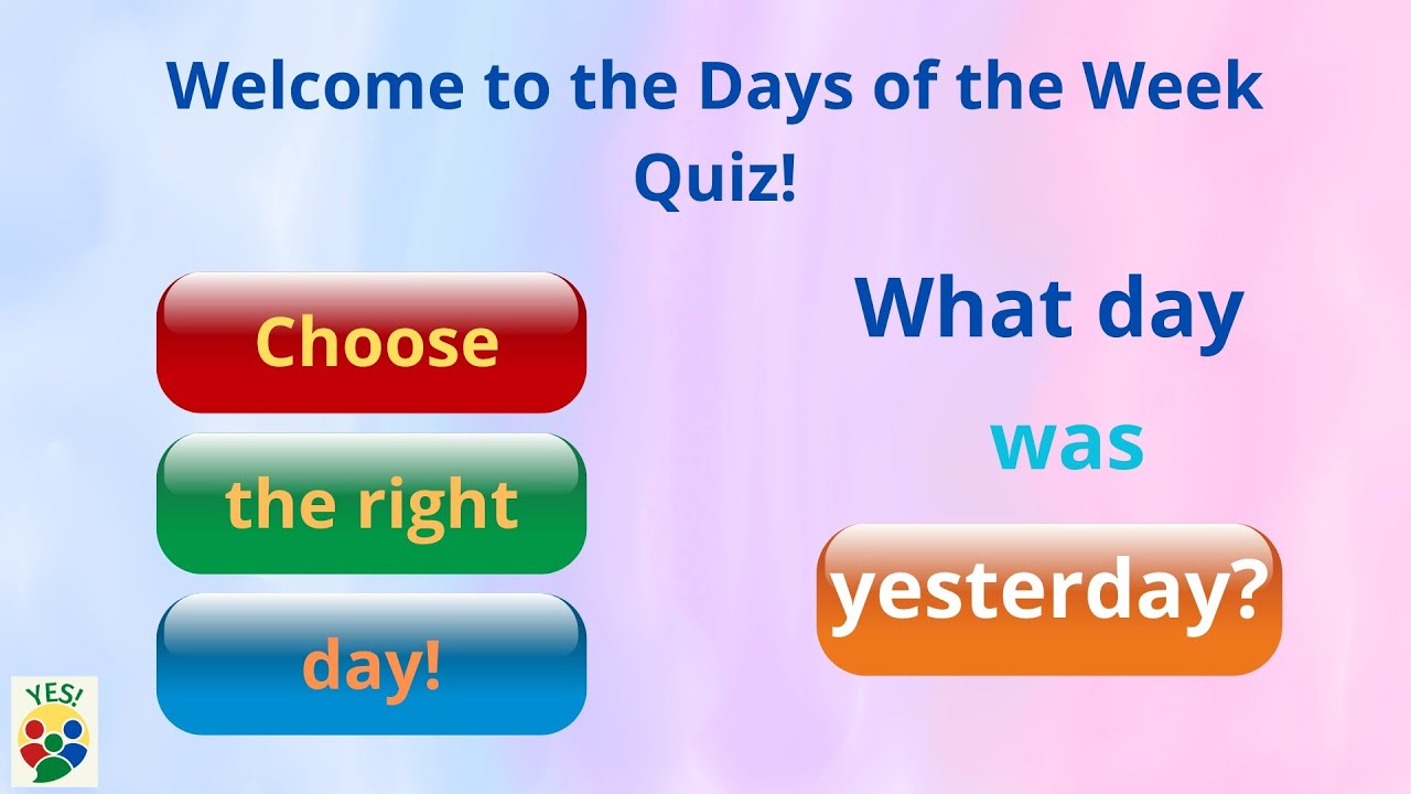 Quiz. Yesterday. Days of the Week. What day was yesterday? Sunday ...