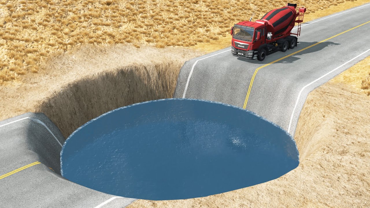 Cars vs Giant Pit #6 – BeamNG.Drive - YouTube