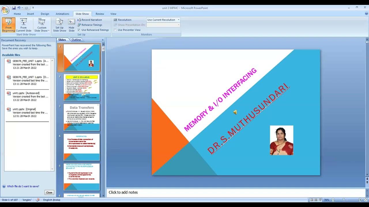 Timer Counter Interfacing - Microprocessors, Dr. S. Muthusundari, Associate Professor/CSE, RMDEC ...