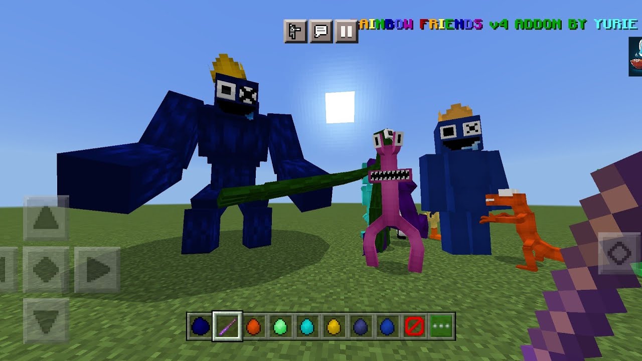 Roblox Rainbow Friends Buff Blue VS Roblox Rainbow Friends V4 - Minecraft PE MOB FIGHT ADDON ...