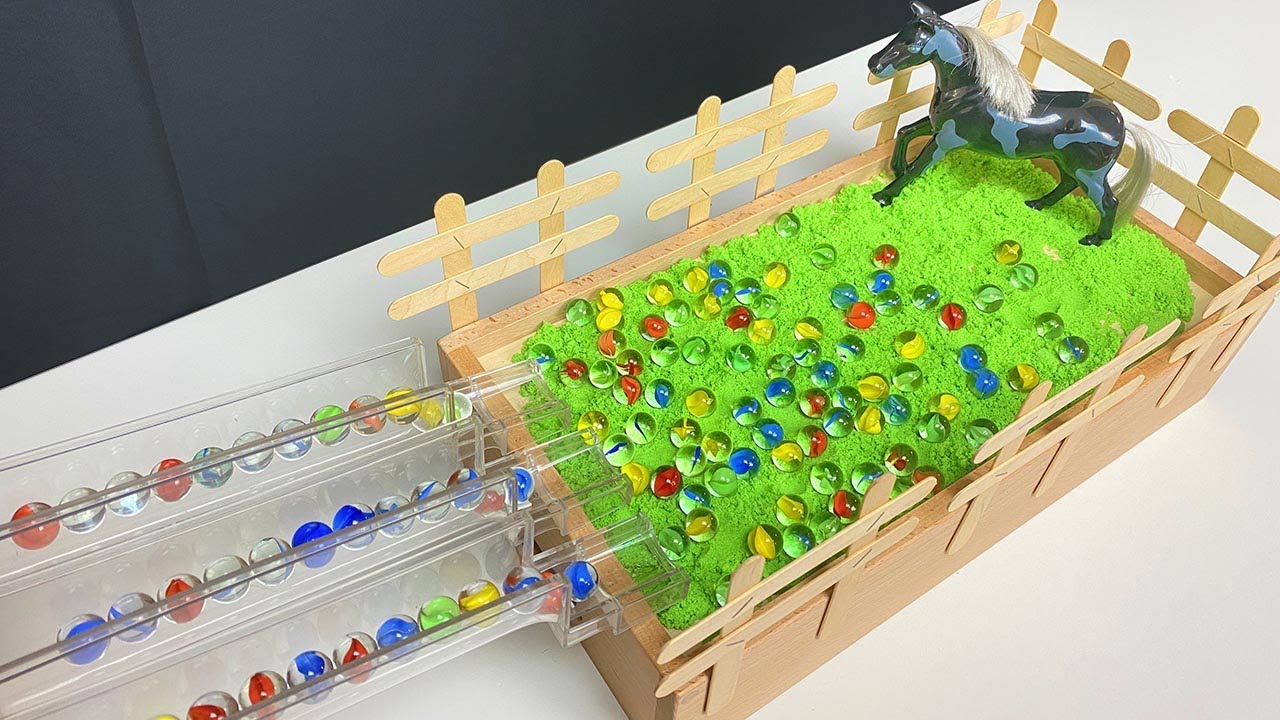 Marble Run Race Maze ASMR, Kinetic Sand & Haba Course with Handmade ...