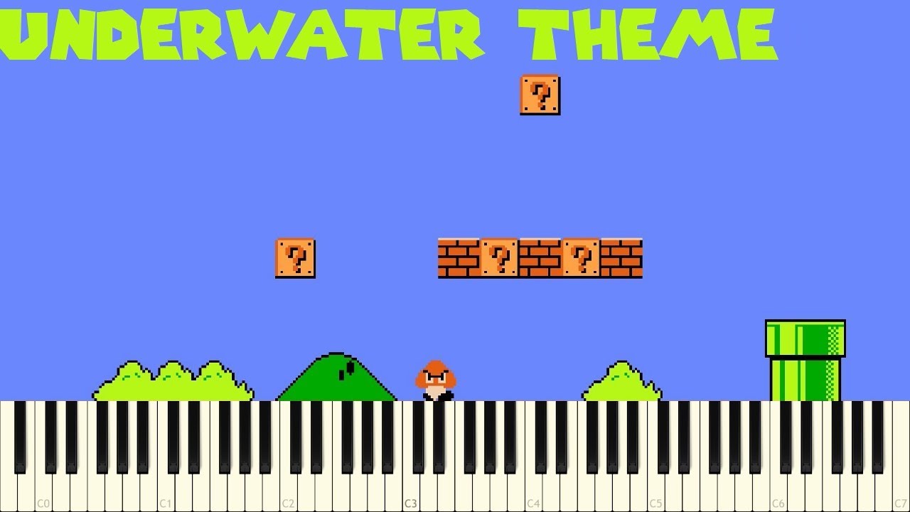 Super Mario Bros. 1: Underwater Theme - Piano Tutorial - YouTube