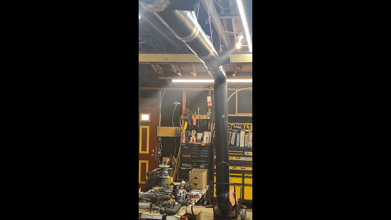 torpedo heater garage duct work - YouTube