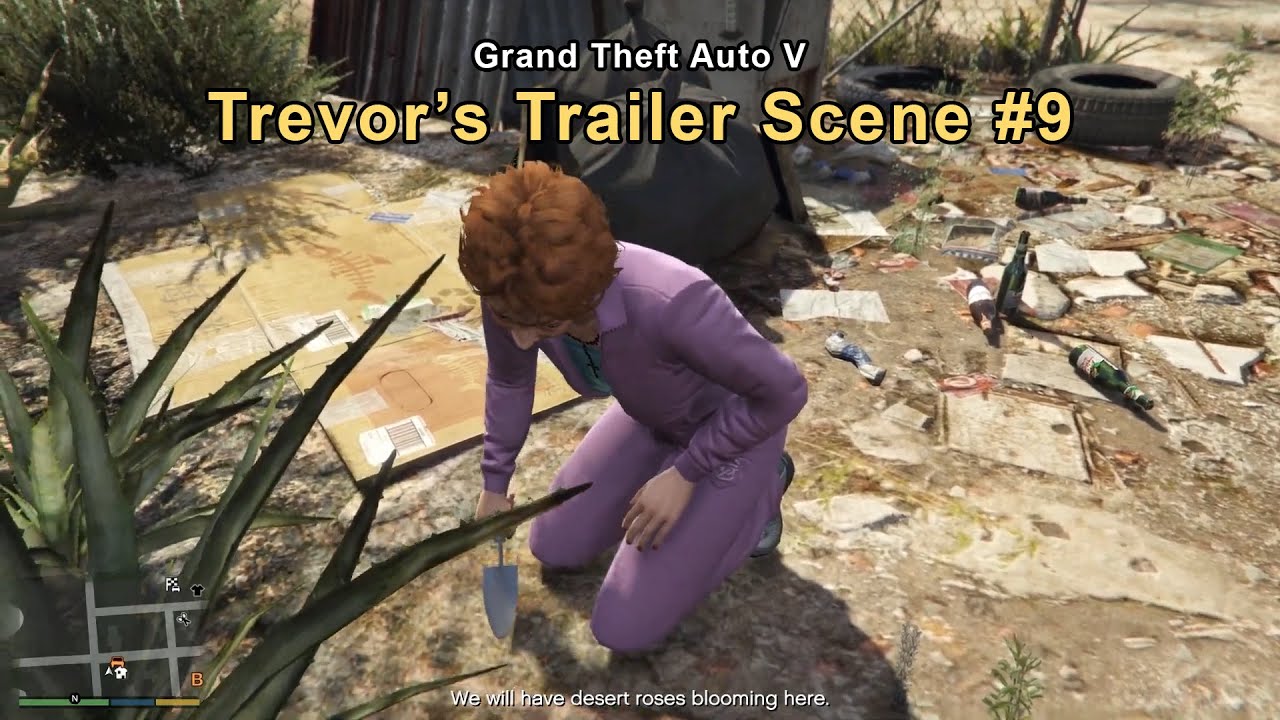 Patricia gardening - Trevor's Trailer Scene #9 - GTA 5 - YouTube