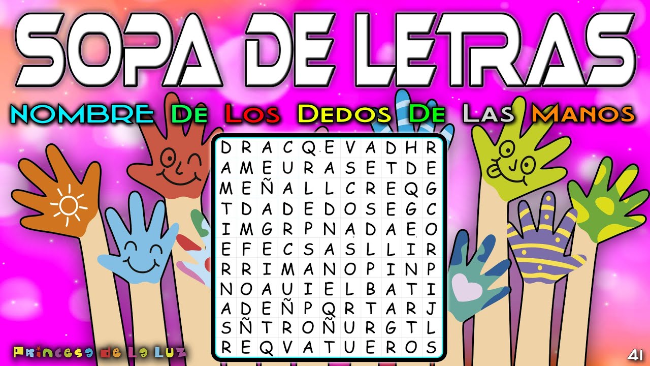 🥣 SOPA DE LETRAS 🆎 Nombres De Los Dedos De La Mano 🖐️ ENTRENA Tu MENTE ...