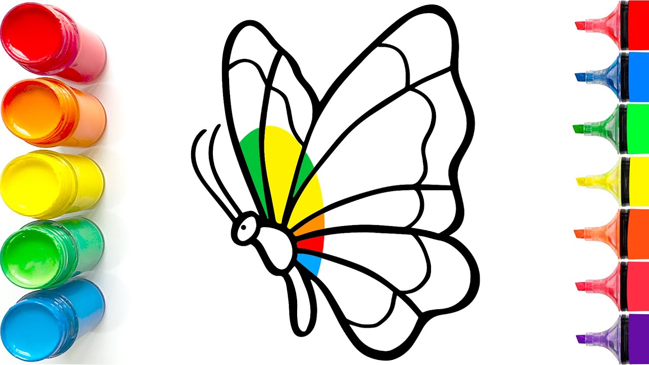 How to Draw a Colorful Butterfly with Rainbow Wings | Easy Step by Step ...