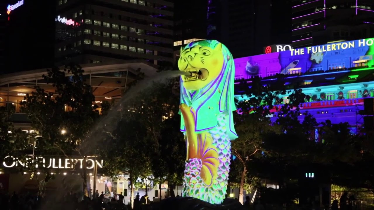 Merlion Light Show | Singapore | Merlion Park | Night lights - YouTube
