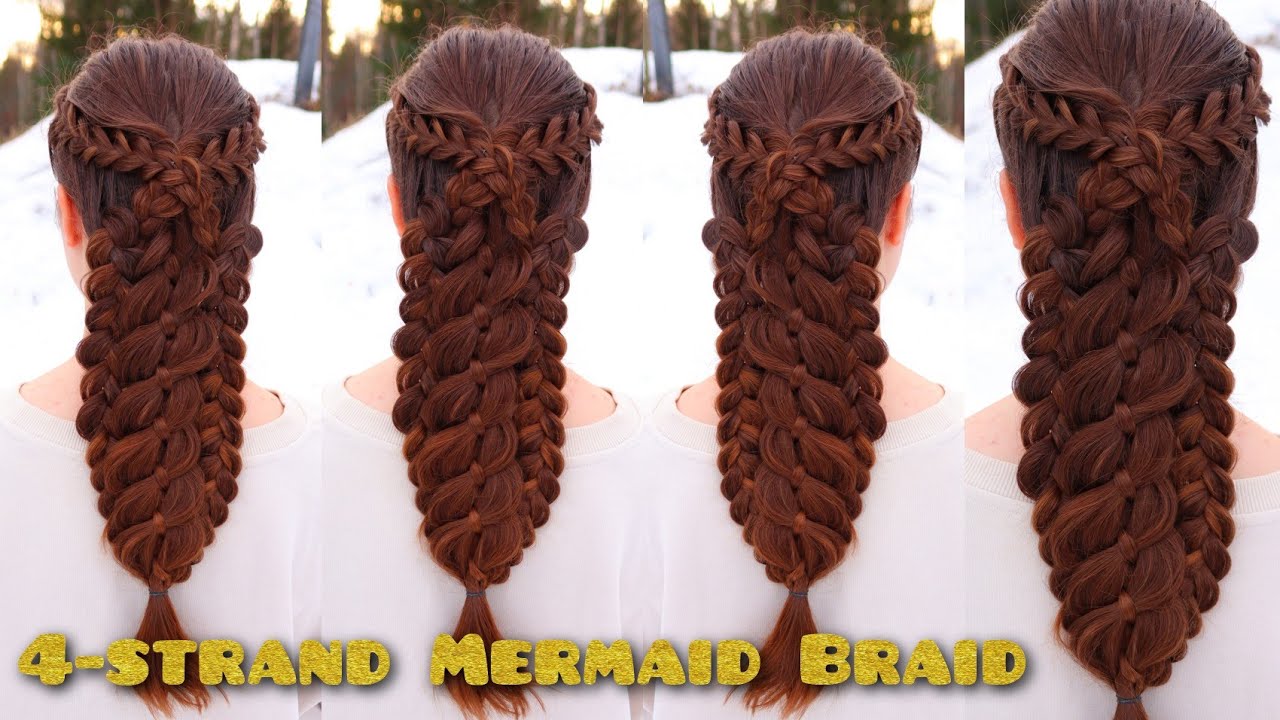 4-Strand Mermaid Braid | Tie Back Hairstyle - YouTube