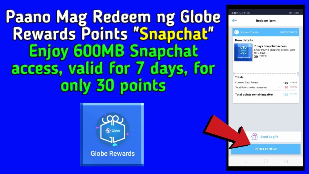 Paano mag Redeem ng Rewards sa Globe "Snapchat" | Globe Rewards Points ...
