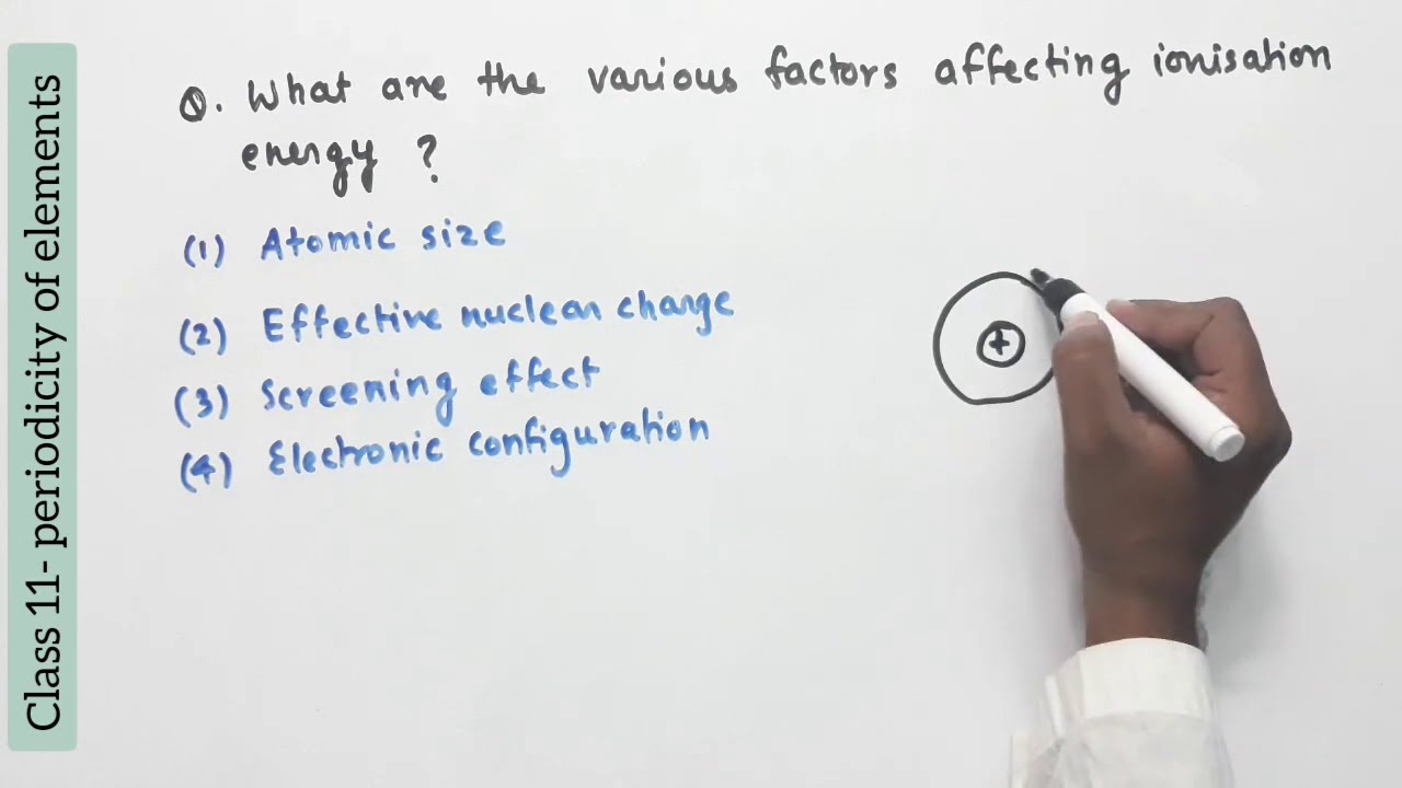 Q.What are the various factor affecting ionisation energy?|| class11 ...
