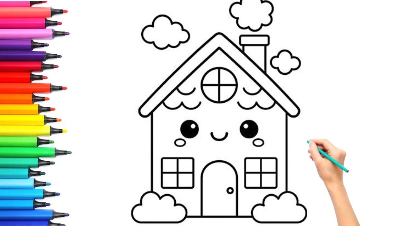 How To Draw a House 🏠 | Cute Kawaii house drawing Step by Step - YouTube