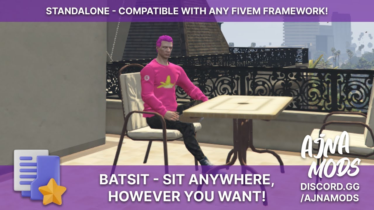 Script BatSit: Sit anywhere, however you want! [FiveM] [Standalone ...