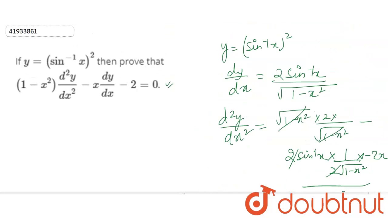 If y sin 1 x 2 Then Prove That 1 x 2 d 2y dx 2 x dy dx