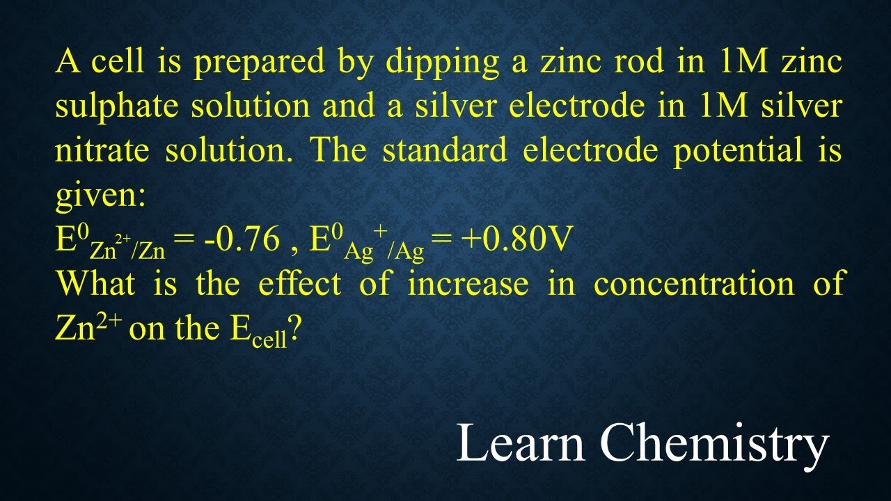 What is the effect of increase in concentration of Zn2+ on the Ecell ...