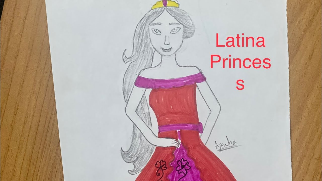 Princess latina drawing with 1 pencil(2b)Detailed step by step video# ...