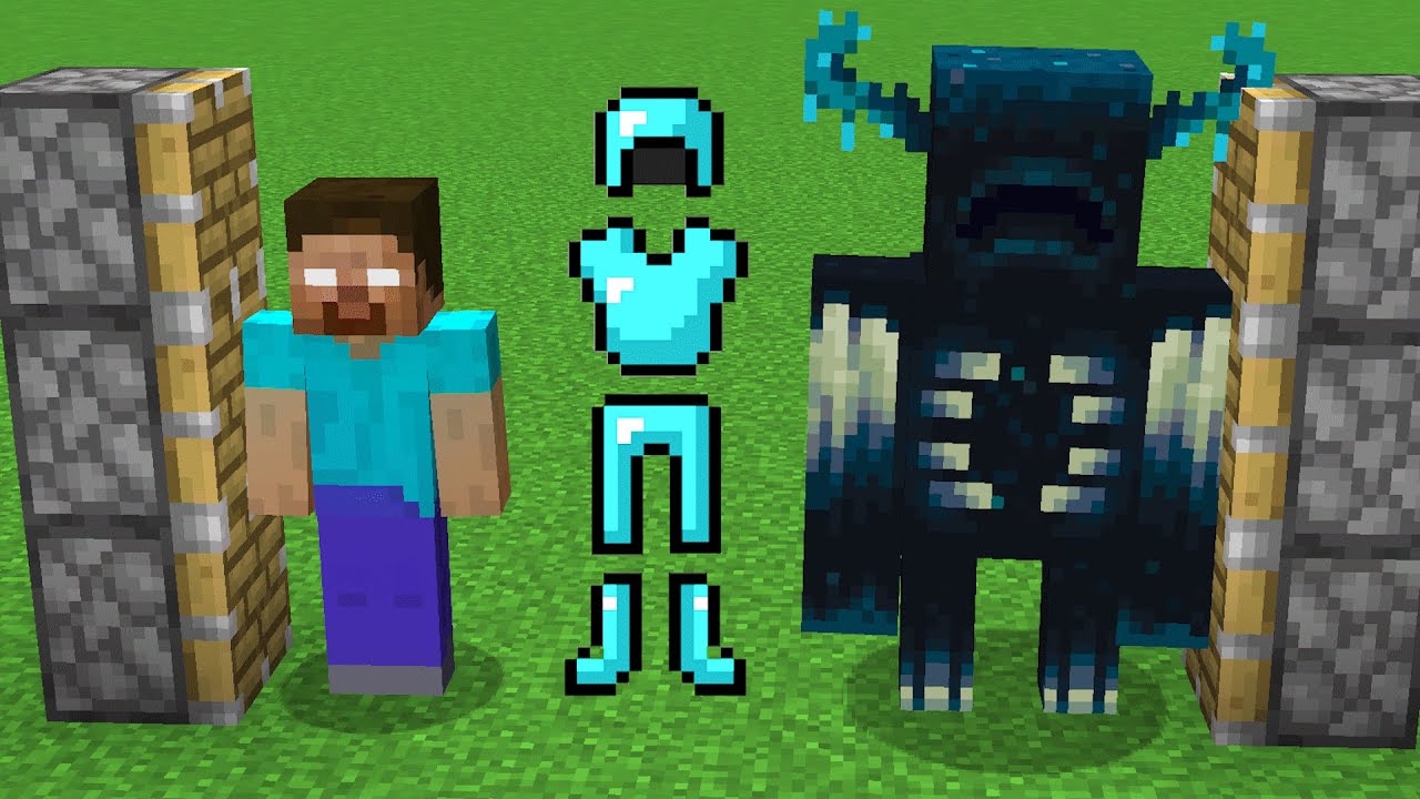 HEROBRONE + x100 diamond armor + WARDEN in minecraft - YouTube