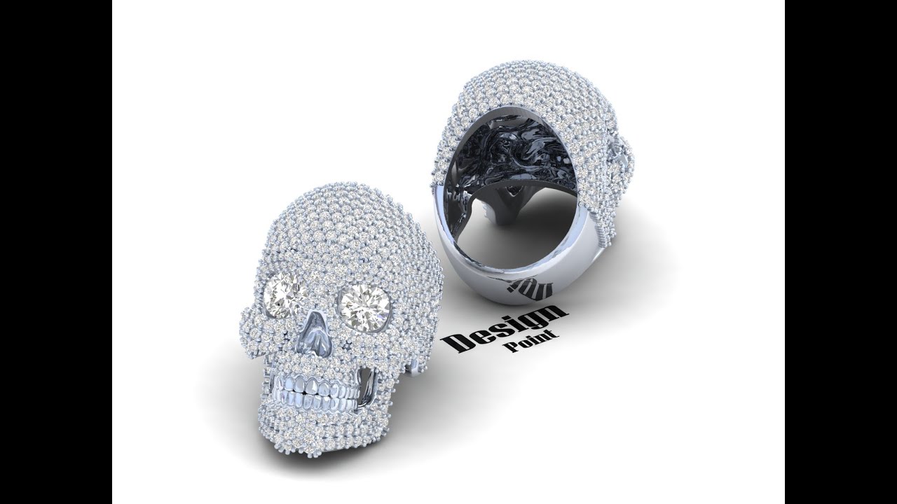 Skull Diamond Ring | Skull Ring | Custom Skull Rings | 3D print model ...