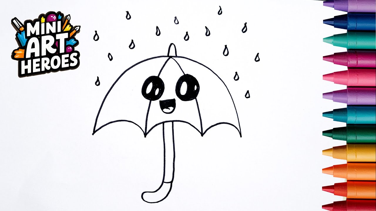 How to draw a cute Umbrella - Umbrella Drawing| Mini Art Heroes - YouTube