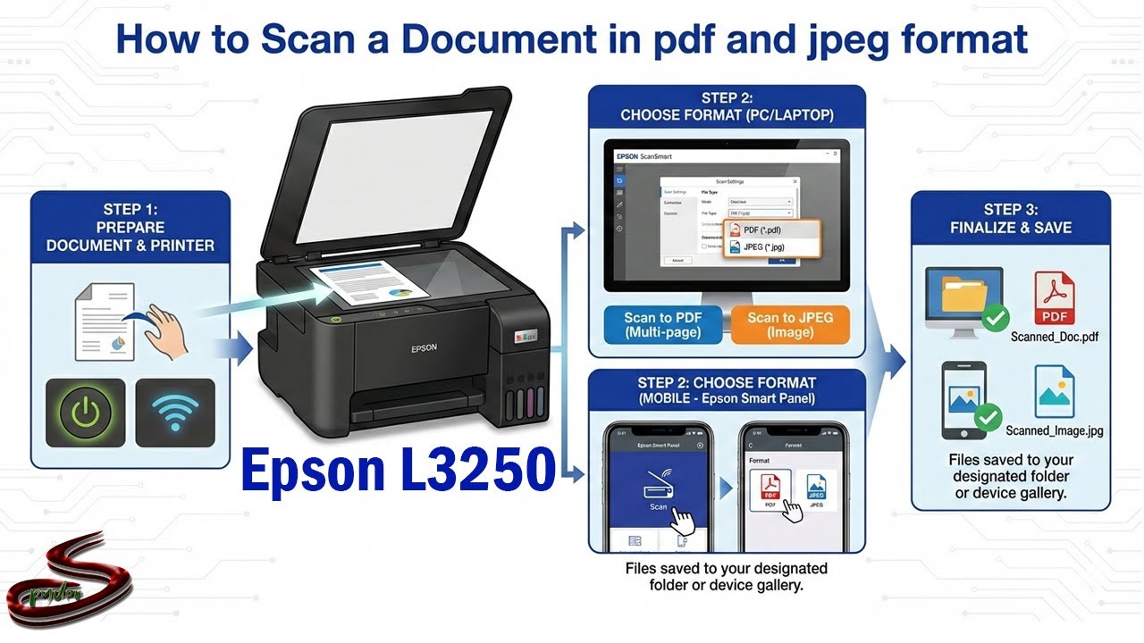 Epson L3250 pdf and jpeg scanning | How to Scan a Document in Epson ...