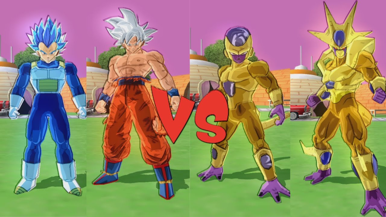MUI Goku & SSBE Vegeta VS Golden Frieza & Golden Cooler - DBZ Budokai ...
