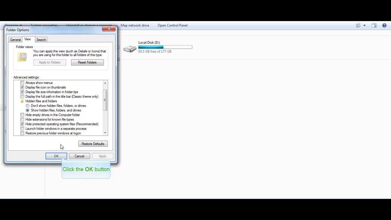How to show Hidden files windows 7 - YouTube