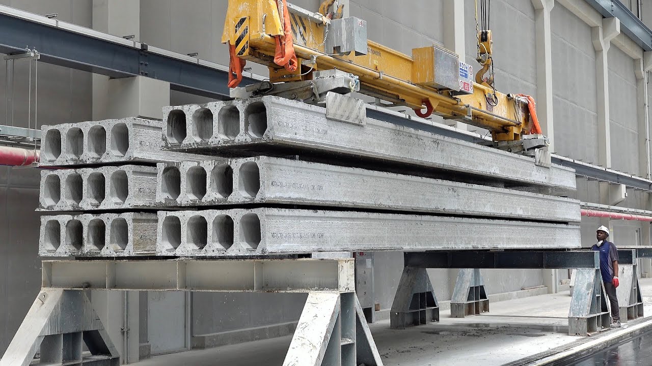 Process of Making Massive Concrete Hollow Core Slab. Korean Concrete ...