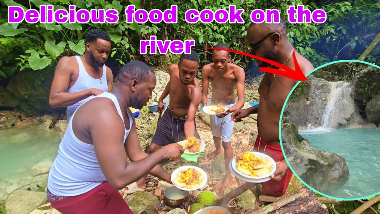 Delicious food cook on the river with friends, most beautiful river in ...