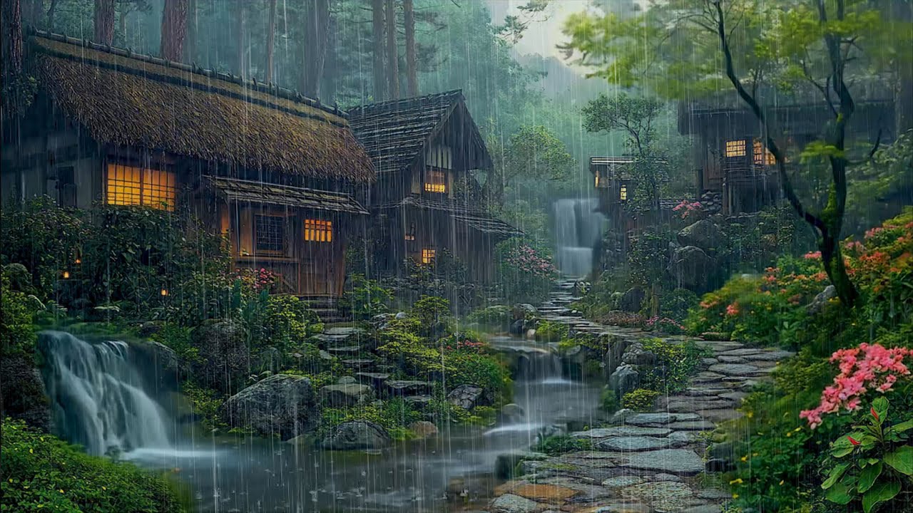 Improve Sleep with Rain in Japanese Forest Village 🍀 Experience the ...