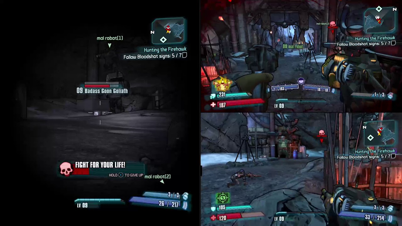 Borderlands 2 3 person split screen - YouTube
