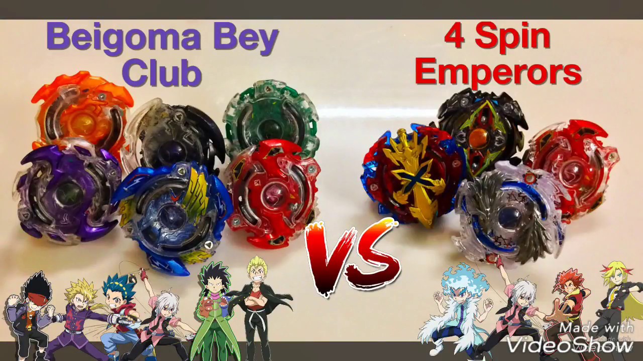 Beyblade Burst Team Battle | Beigoma BeyClub Academy Vs 4 Spin Emperors ...