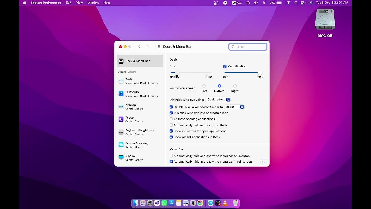 How To Change Dock Menu Bar Size and Magnification - YouTube