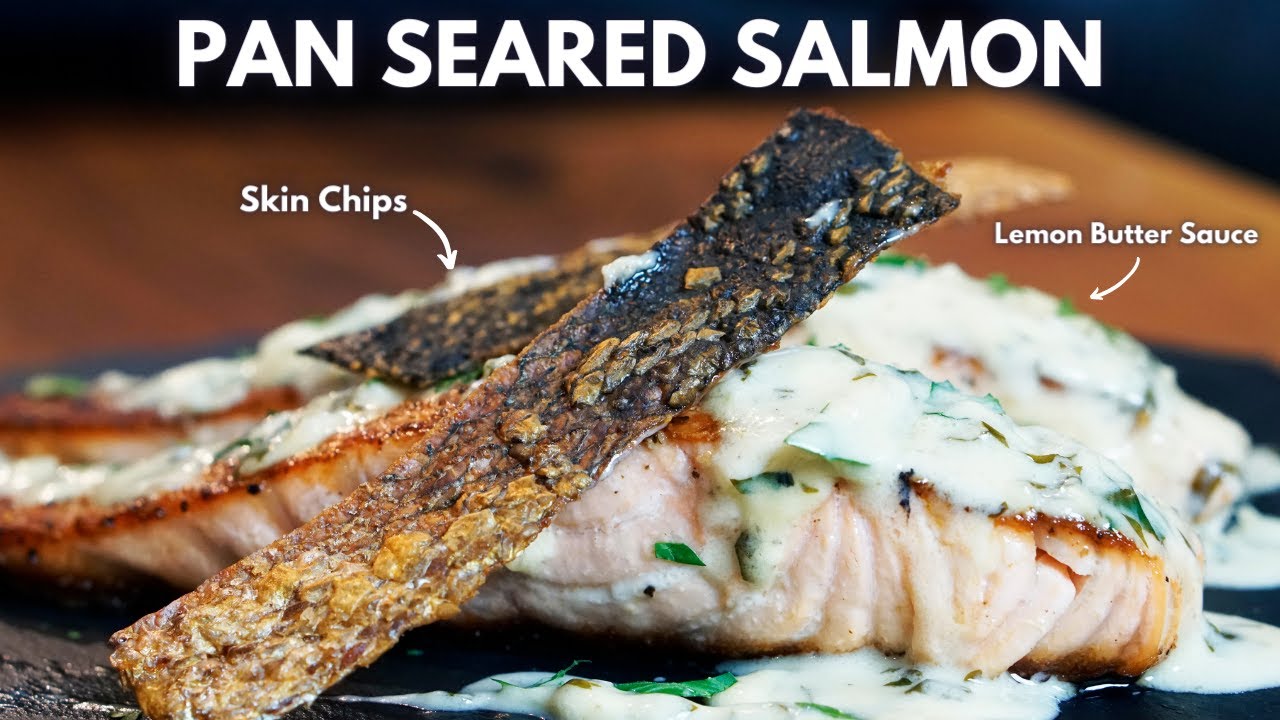 Pan Seared Salmon with Crispy Skin and Lemon Butter Sauce - YouTube