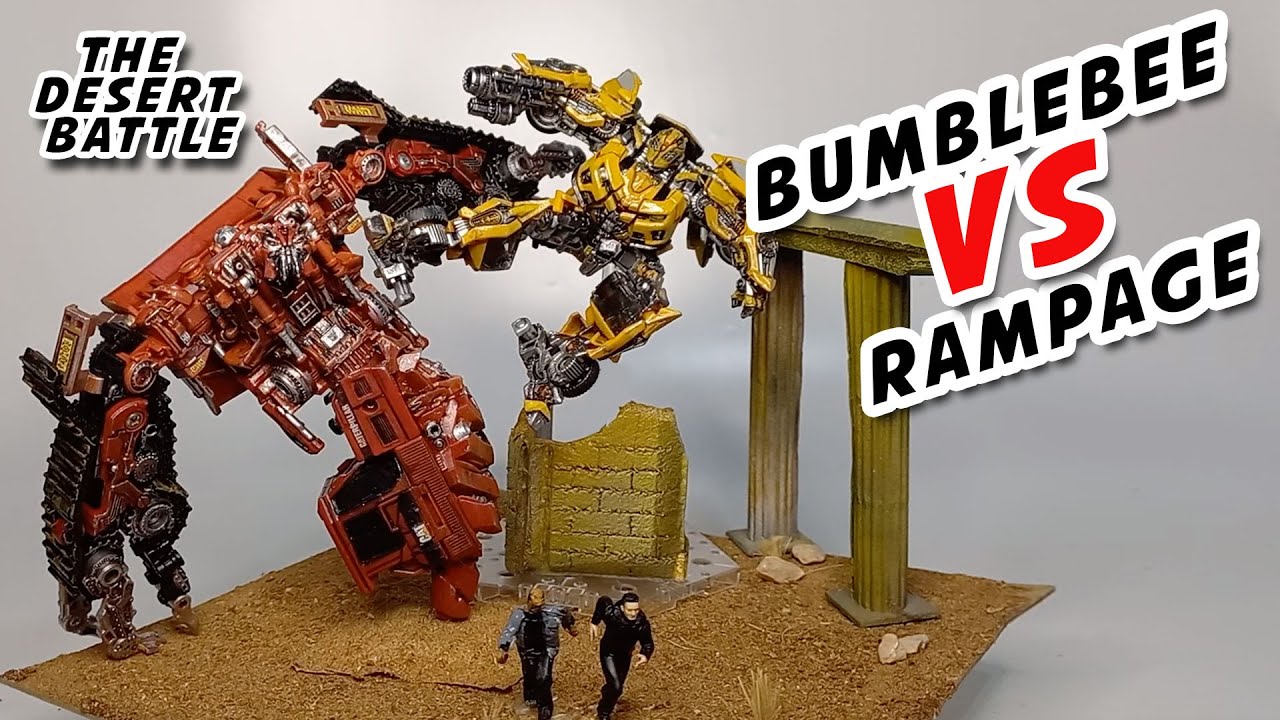 Bumblebee VS Rampage (The Desert Battle) repaint and diorama - YouTube