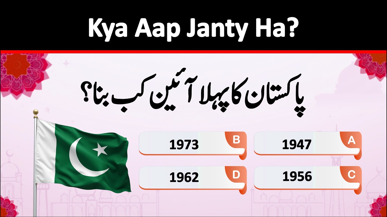Pak Studies MCQs & Answers 2025 | General Knowledge Pakistan Quiz ...