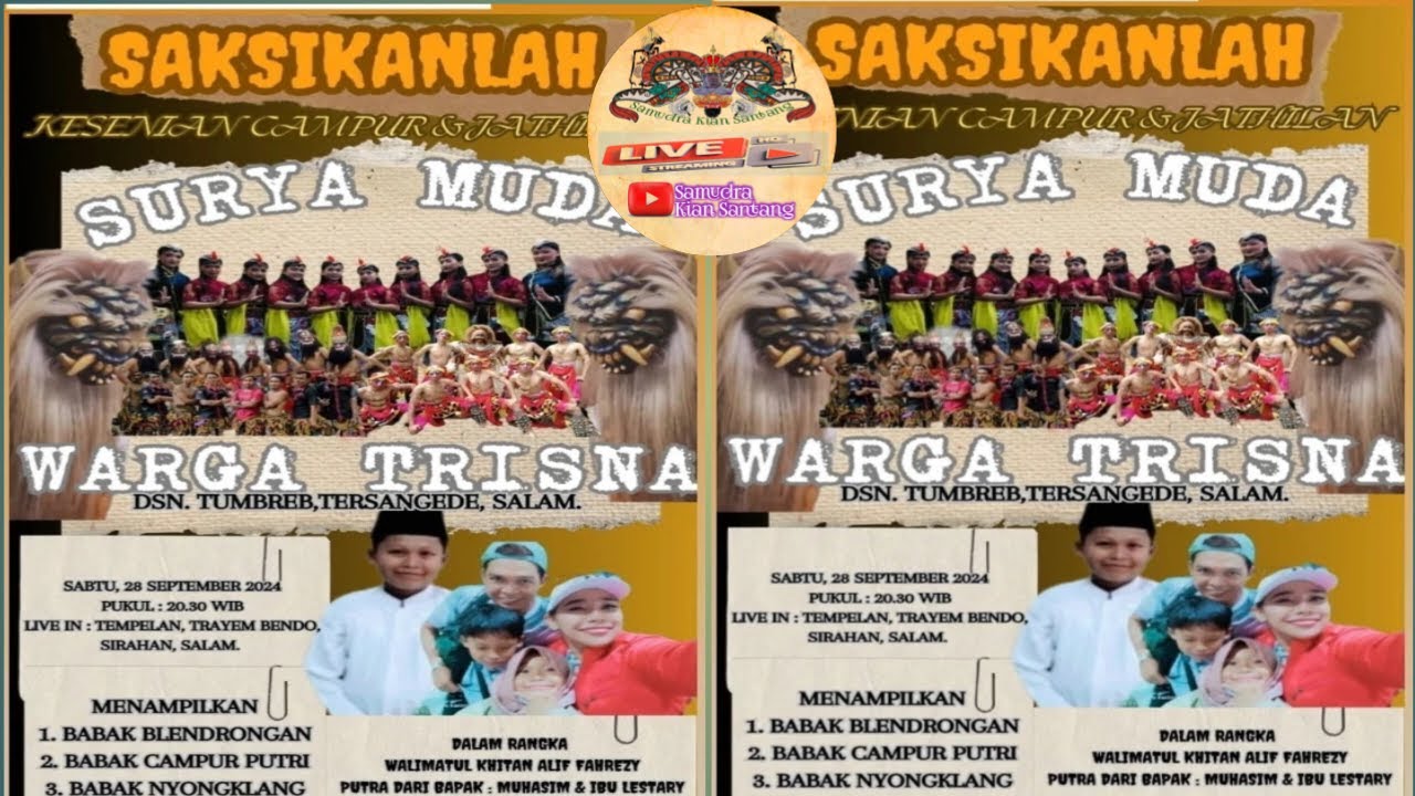 🛑LIVE STREAMING Campur Surya Mudho Wargo Trisno di Tempelan Trayem ...