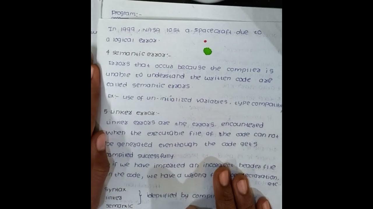 types of errors in c language telugu - YouTube