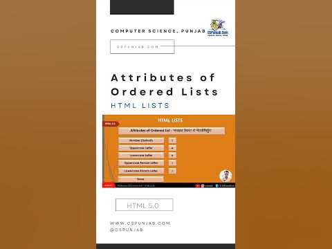 Attributes of Ordered List | HTML LISTS | HTML | CSPunjab.Com #shorts # ...