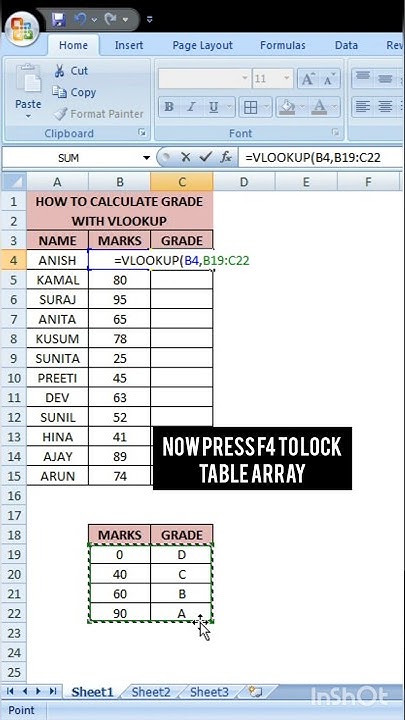 Learn how to calculate grade using Vlookup 😉🔥 | Excel tips and tricks #shorts #learning - YouTube