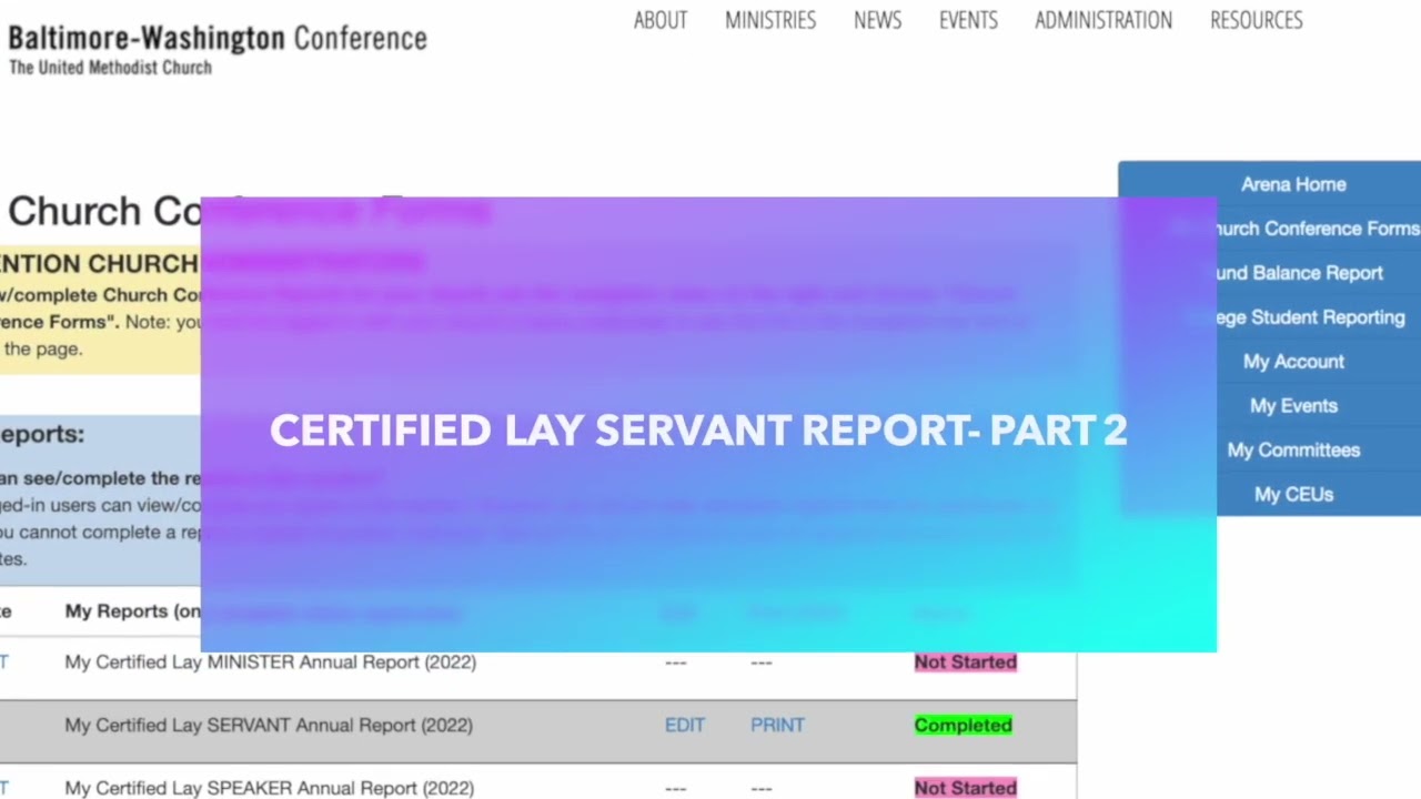 Church Conference Training Certified Lay Report Submission - YouTube
