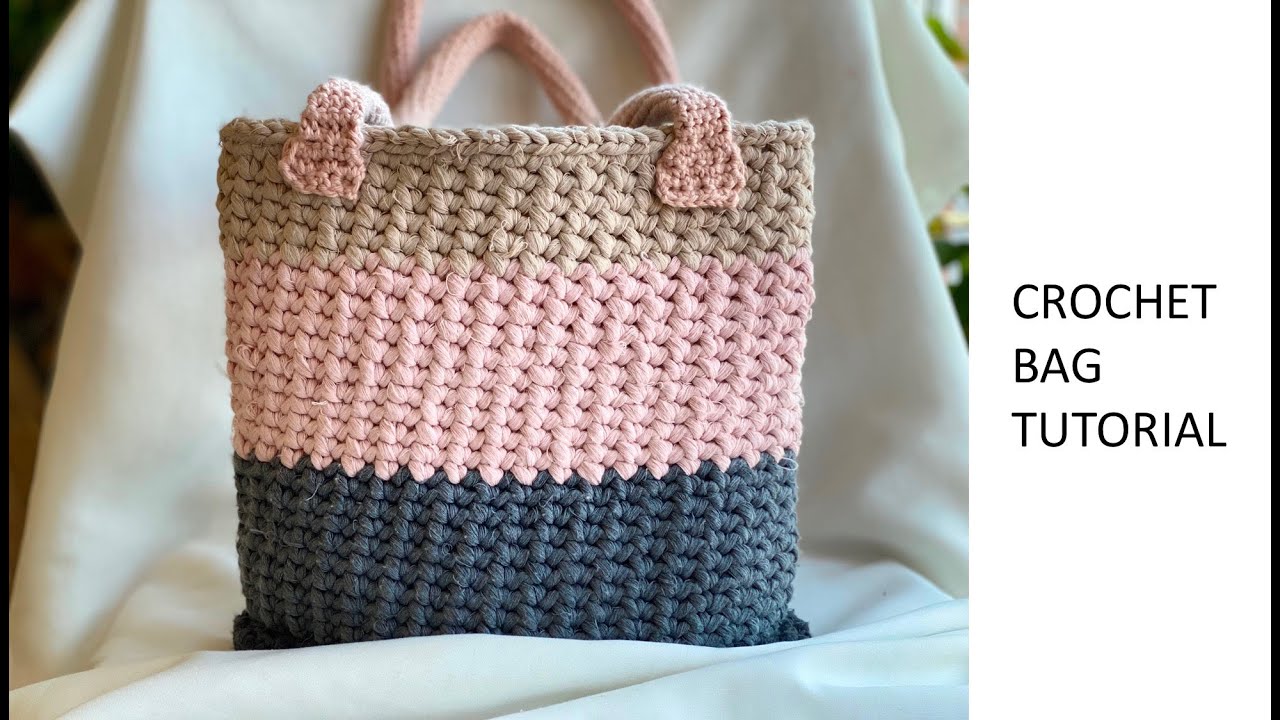 Crochet Bag/Purse, made with recycled cotton Macrame cord - YouTube