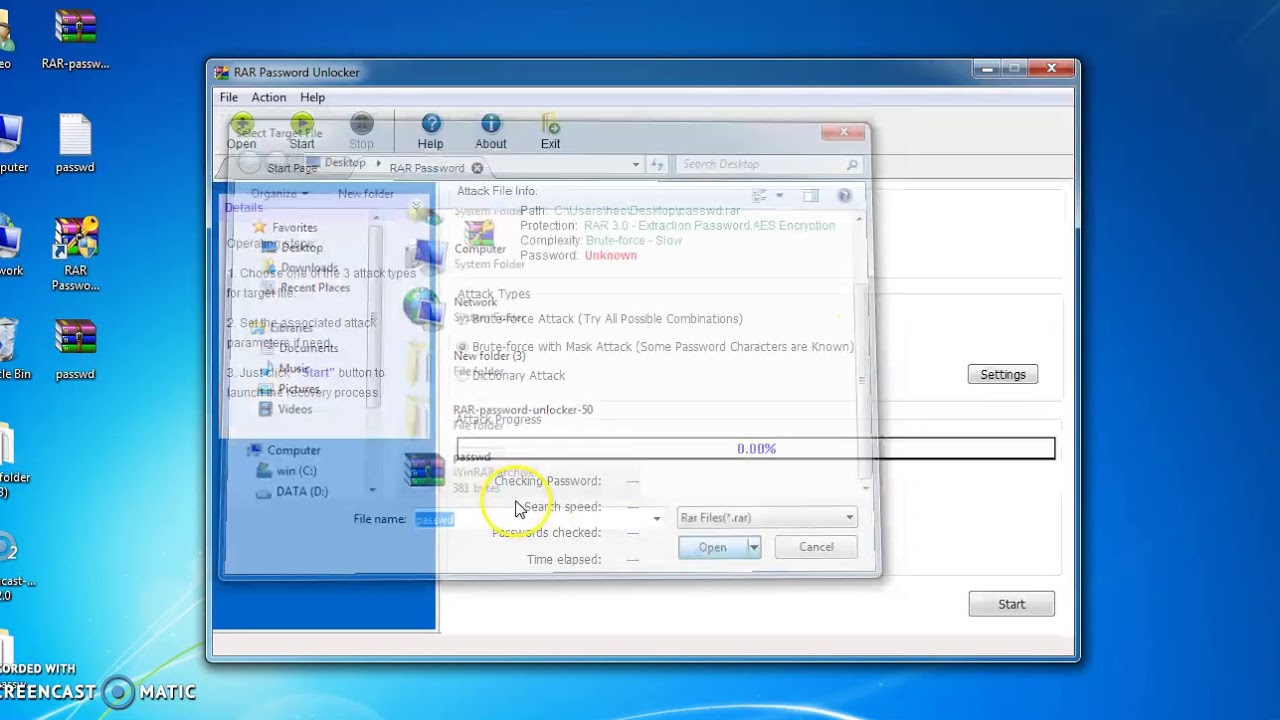 Hướng dẫn lấy lại mật khẩu Winrar (RAR passwd unlocker) - YouTube