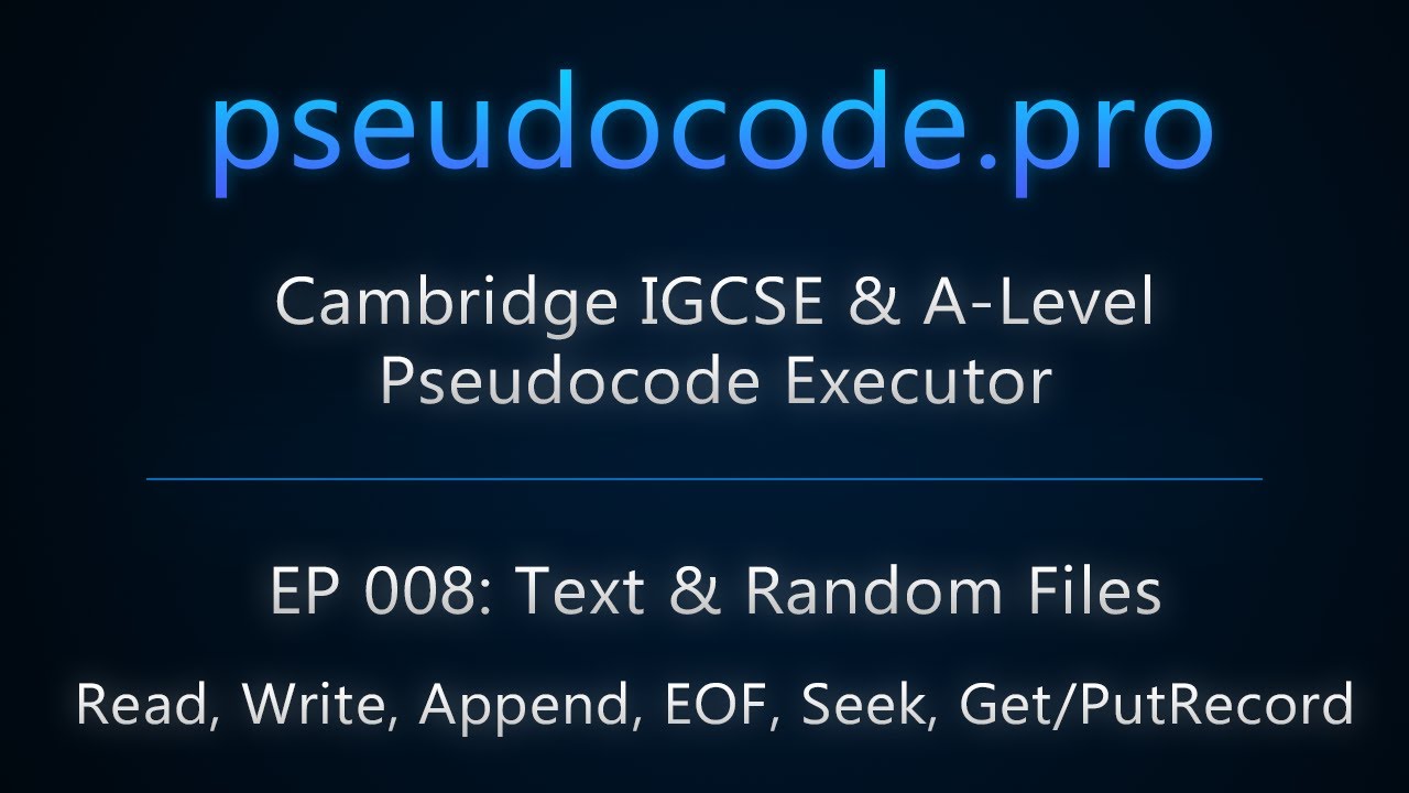 Ep008 Text And Random Files Readfile Writefile Append Eof Seek Getrecord Putrecord Youtube