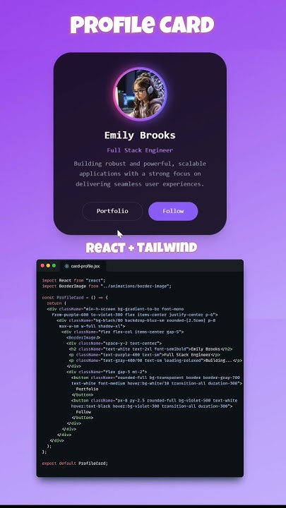 Profile card con React y TailwindCSS #reactjs #tailwind #js #javascript #html #css # ...