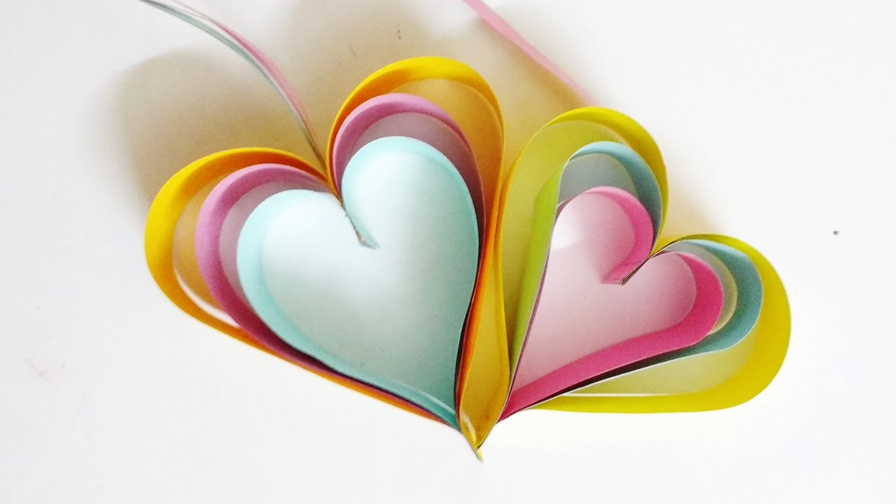 Make paper hearts decoration | Paper heart wall hanging #papercraft ...