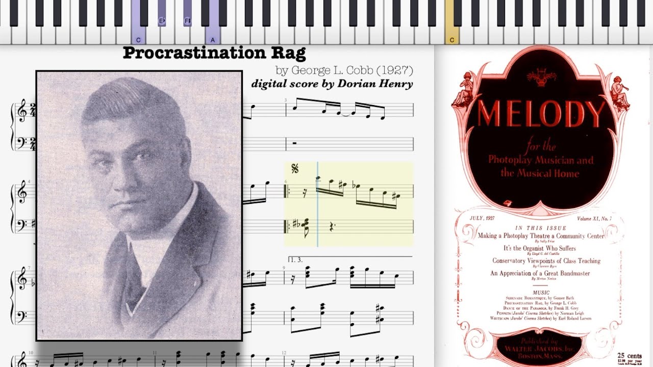 Procrastination Rag by George L. Cobb (1927, Ragtime piano) - YouTube